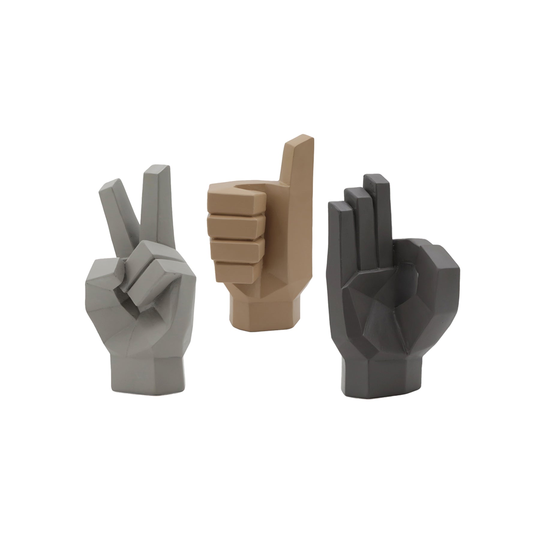 Set de 3 Figuras Decorativas Art Cubismo Manos en Resina – cornerhomemx